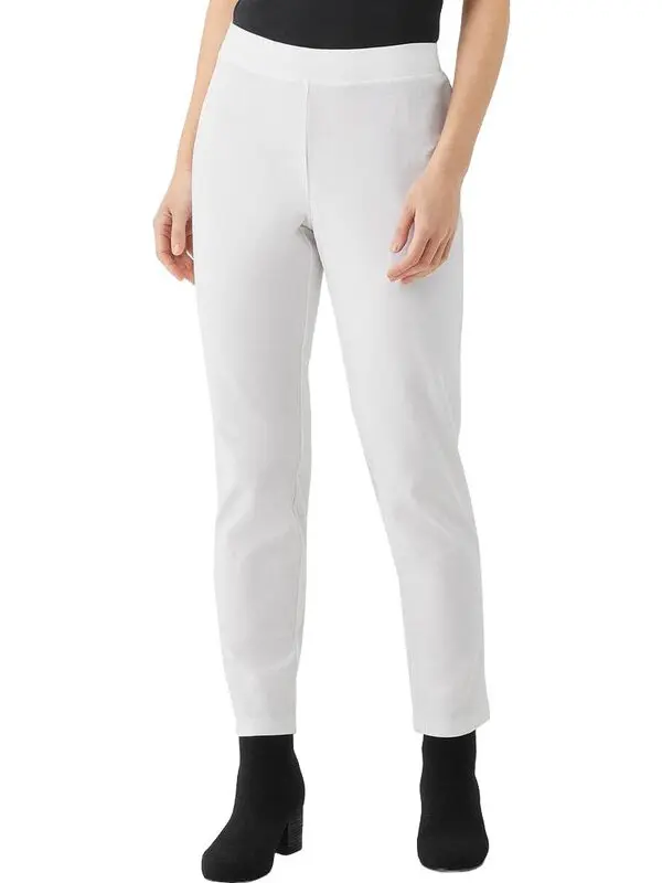 Eileen Fisher Slim Ankle Stretch Crepe Pants - White