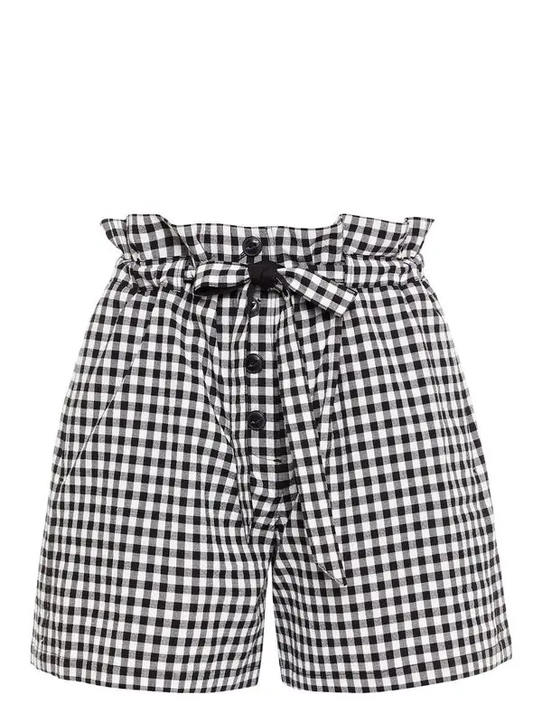 Rag & Bone Gathered Gingham Seersucker Cotton-blend Shorts - Black