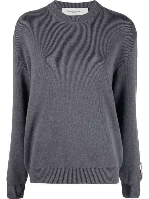 GOLDEN GOOSE Ribbed Crewneck Sweater - Grey