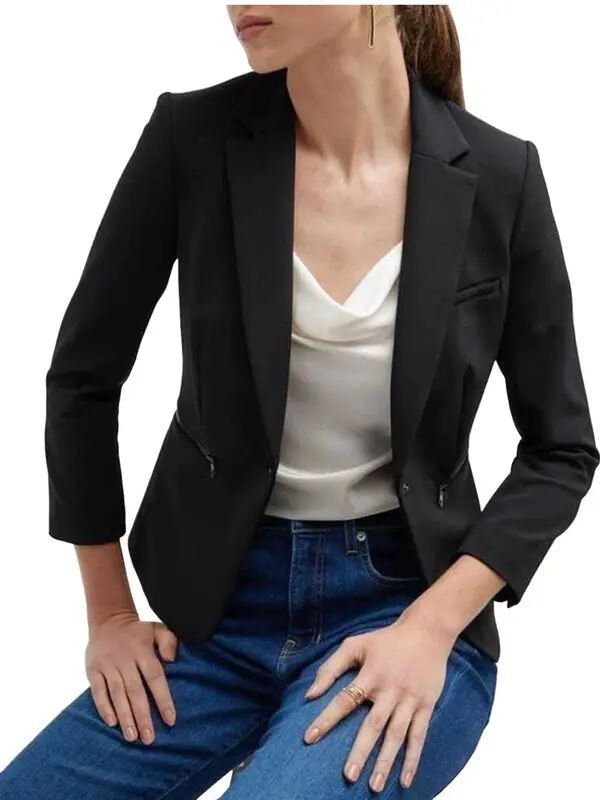 Veronica Beard Scuba Schoolboy Blazer Jacket - Black