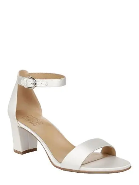 Naturalizer Vera Ankle Strap Sandals - Pearl White Satin Fabric