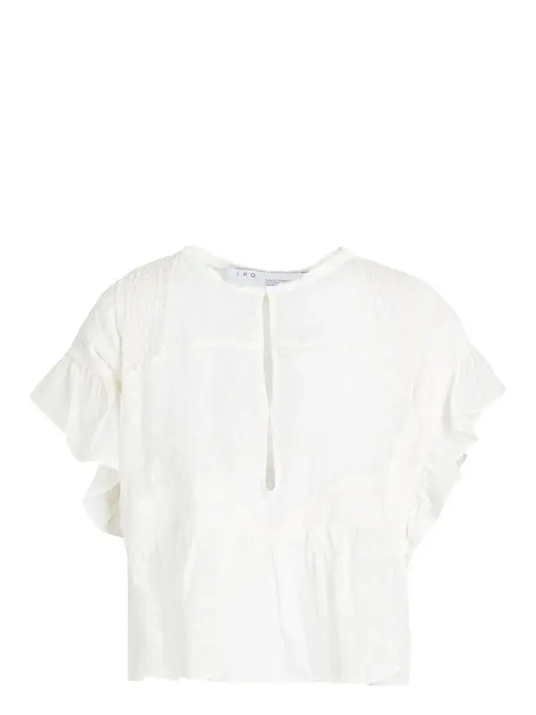 IRO PARIS Hos Cropped Ruffled Fil Coupé Silk-blend Top - Ecru