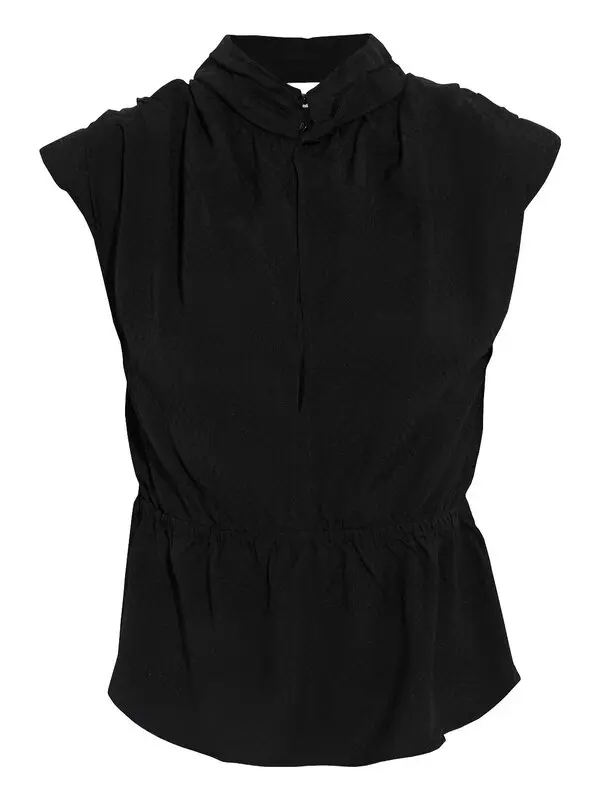 IRO PARIS Ailis Embroidered Woven Peplum Top - Black