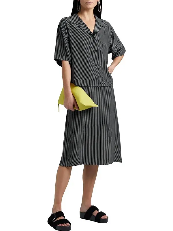 Rag & Bone Mandy Striped Silk Crepe De Chine Skirt - Black