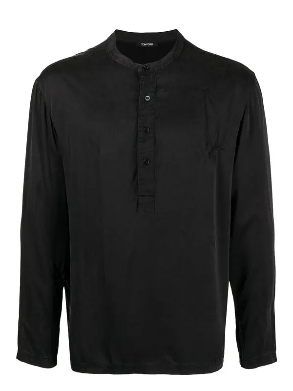 TOM FORD Henley Stretch-silk Loungewear Shirt - Black
