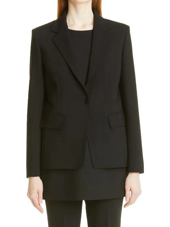 Max Mara Peplum Stretch Wool Blazer - Nero
