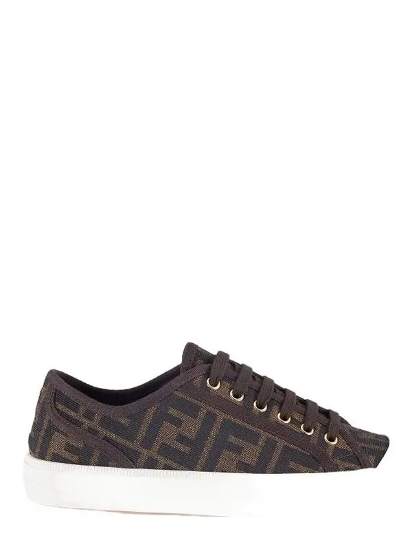 Fendi Ff Logo Low-top Sneakers - Brown