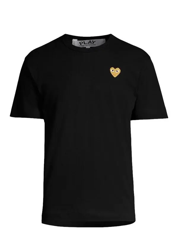 Play Comme Des Garcon Heart Applique Tee - Black