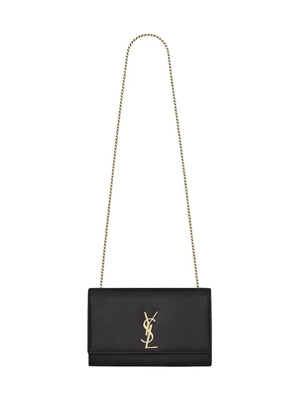 Saint Laurent Kate Embossed Leather Shoulder Bag - Black