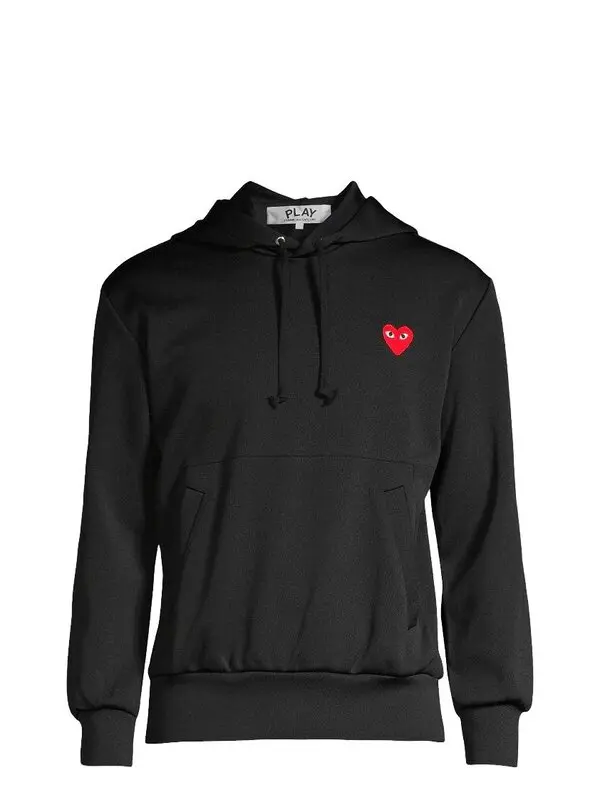 Play Comme Des Garcon Embroidered Heart Hoodie - Black