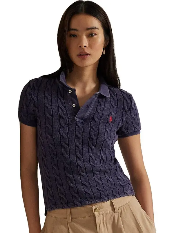 Ralph Lauren Cable-knit Polo Shirt - Newport Navy