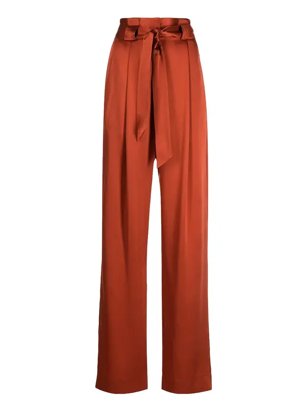Michelle Mason High-waisted Pleated Silk Trousers - Red