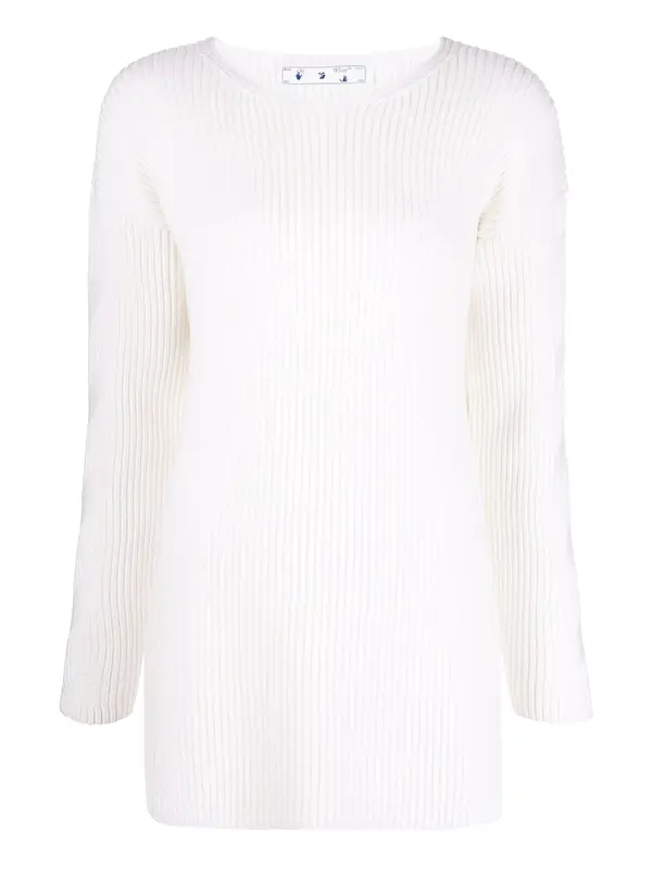 Off-White Ribbed-knit Wool Jumper - White