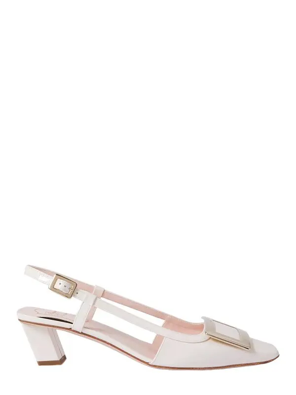 ROGER VIVIER Belle Vivier 45 Patent-leather Slingback Pumps - Neutrals