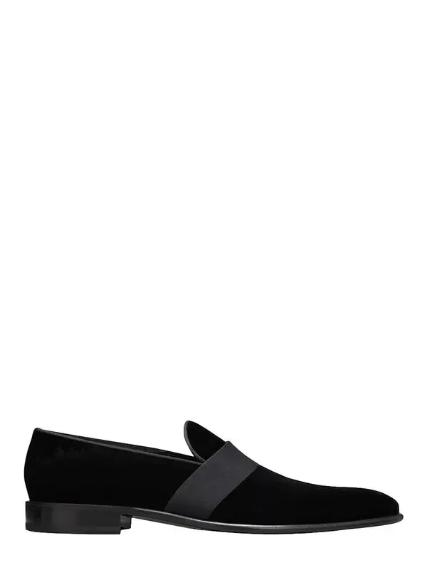 Santoni Isomer Velvet Loafers - Black