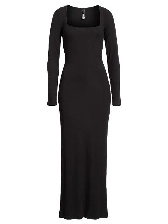 SKIMS Soft Lounge Long Sleeve Maxi Dress - Onyx