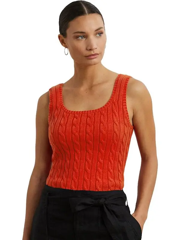 Ralph Lauren Cable-knit Sleeveless Sweater - Bright Vermilion