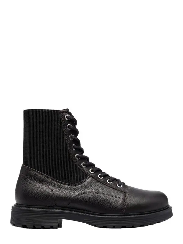 Diesel Lace-up Leather Combat Boots - Brown