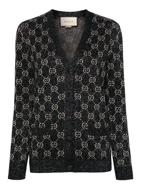 Gucci Gg Jacquard-motif Cardigan - Black