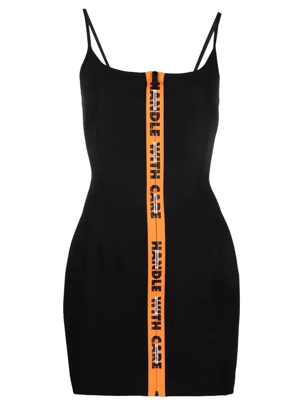 Heron Preston Gabardine Zipped Short Dress - Black
