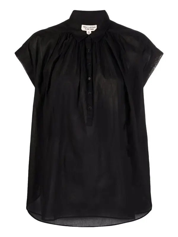 NILI LOTAN Pleated Sleeveless Shirt - Black