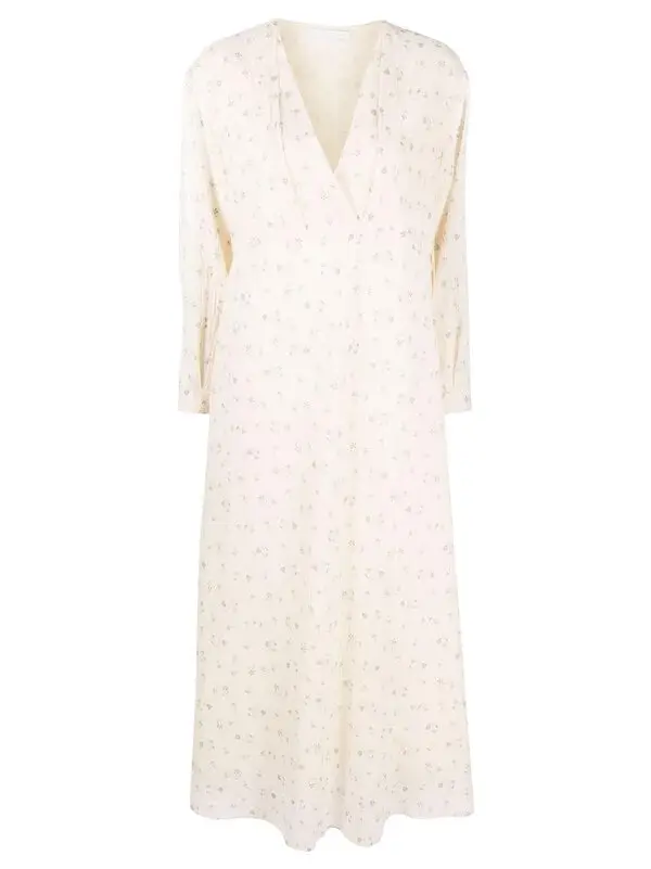 Fabiana Filippi Floral-print Flared Dress - Neutrals