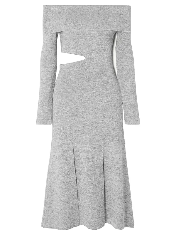Proenza Schouler Off-the-shoulder Cutout Maxi Dress - Gray