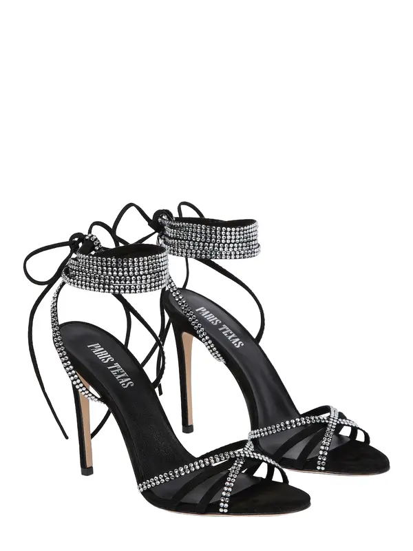 Paris Texas Holly Nicole Leather Sandals - Black