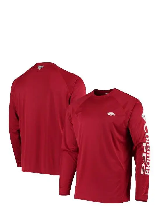 Columbia Arkansas Razorbacks Terminal Tackle Omni-shade Raglan Long Sleeve T-shirt - Cardinal