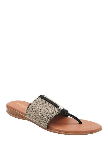 Andre Assous Featherweights™ Slide Sandal - Black/beige Linen