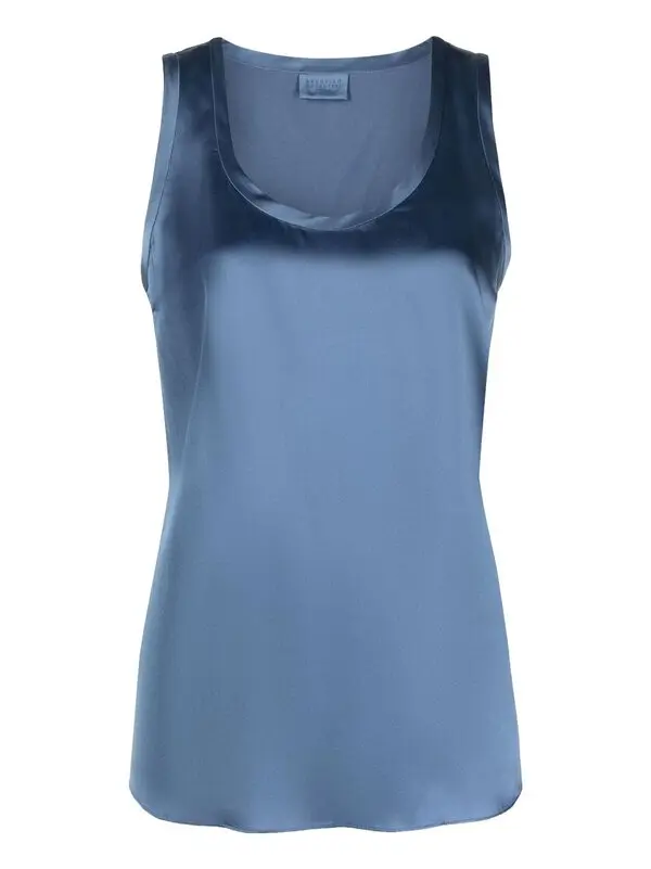 Brunello Cucinelli Scoop-neck Silk Blouse - Blue