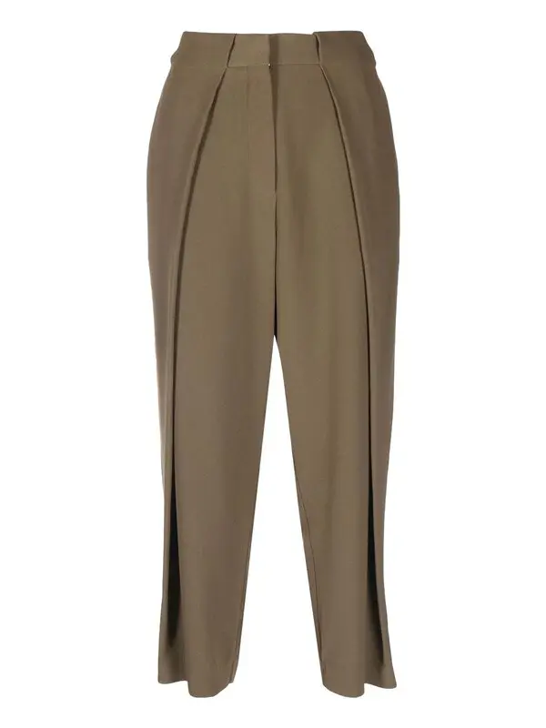 Balmain High-waisted Pleated Trousers - Brown