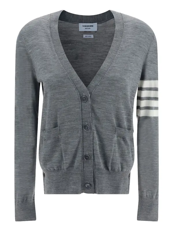 Thom Browne 4-bar Wool Cardigan - Grey