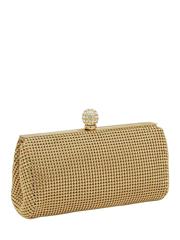 WHITING & DAVIS Crystal Ball Embellished Clutch - Gold