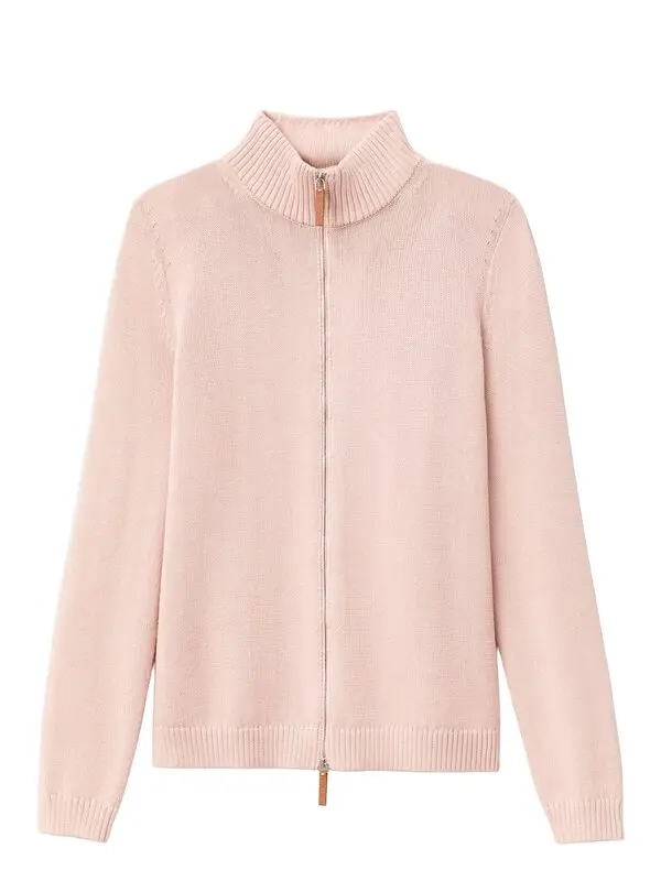 Lafayette 148 New York Cotton-silk Zip-up Cardigan - Rosewater