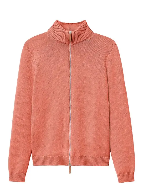 Lafayette 148 New York Cotton Silk Zip-up Cardigan - Altrosa Pink