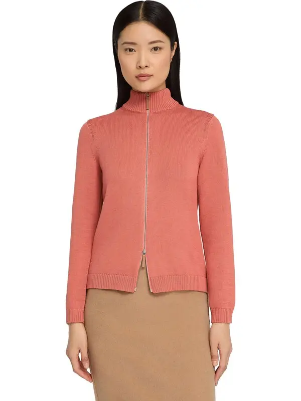 Lafayette 148 New York Cotton Silk Zip-up Cardigan - Altrosa Pink