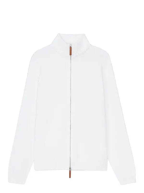 Lafayette 148 New York Cotton Silk Zip-up Cardigan - Cloud