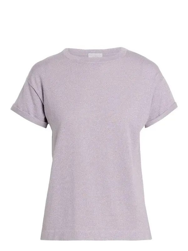Brunello Cucinelli Metallic Cashmere-blend T-shirt - Lilac