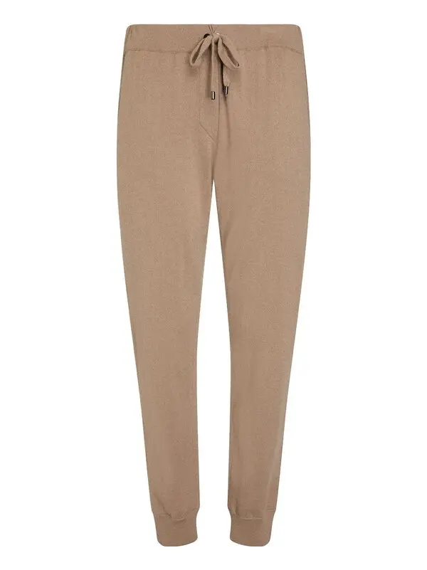 Brunello Cucinelli Bead-embellished Cashmere Track Pants - Sand