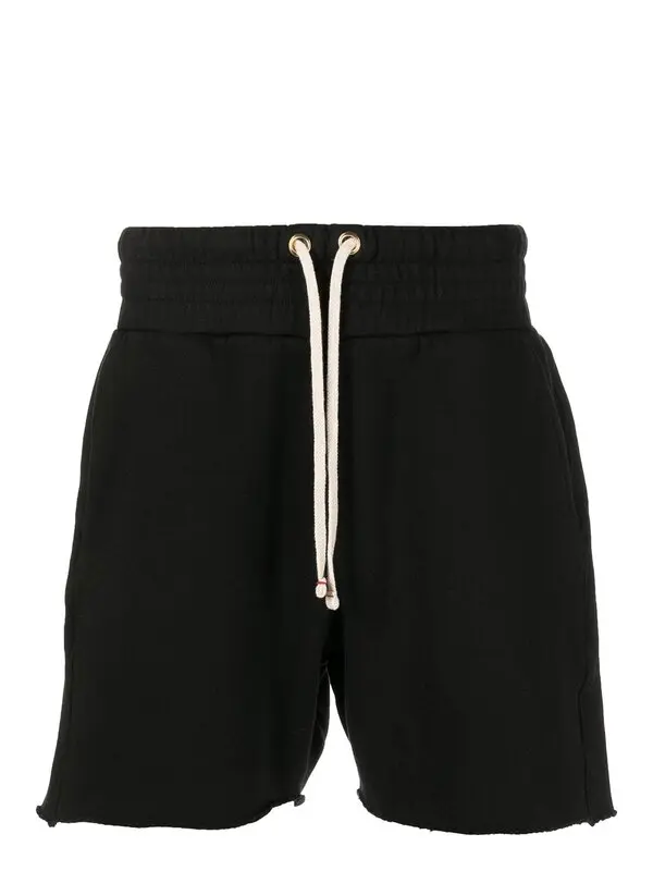 LES TIEN Raw-cut Hem Track Shorts - Black