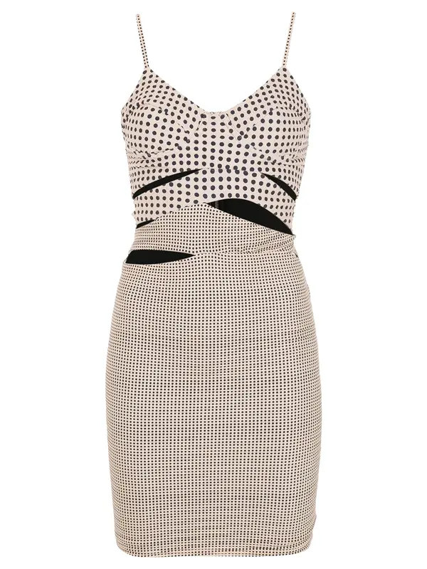 AMIR SLAMA Polka-dot Print Cutout Dress - Neutrals