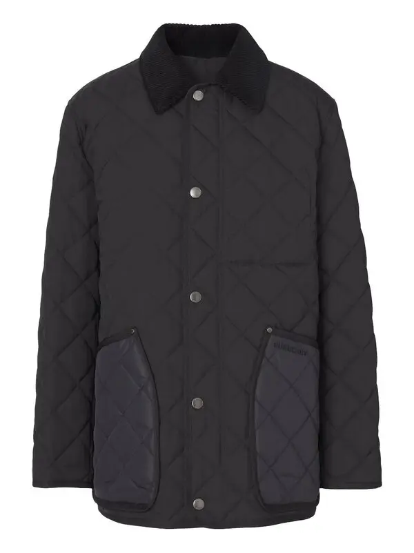 Burberry Lanford Diamond-quilted Corduroy-collar Jacket - Black