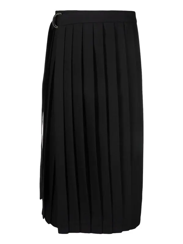Ami Mid-length Pleated Skirt - Black