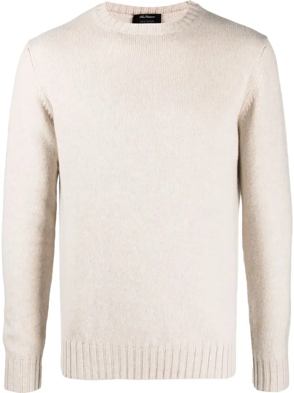 DELL'OGLIO Crew Neck Cashmere Jumper - Neutrals
