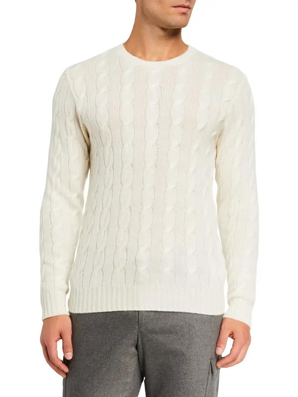 Ralph Lauren Purple Label Cashmere Cable-knit Crewneck Sweater - Cream