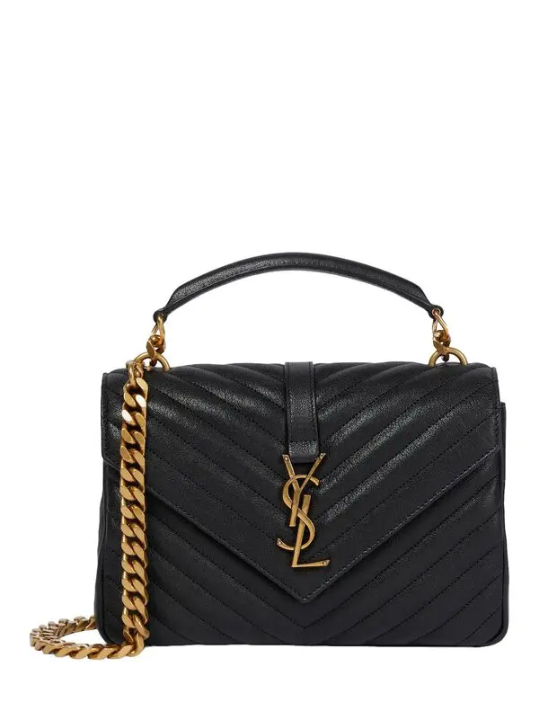 Saint Laurent Collège Medium Leather Shoulder Bag - Black