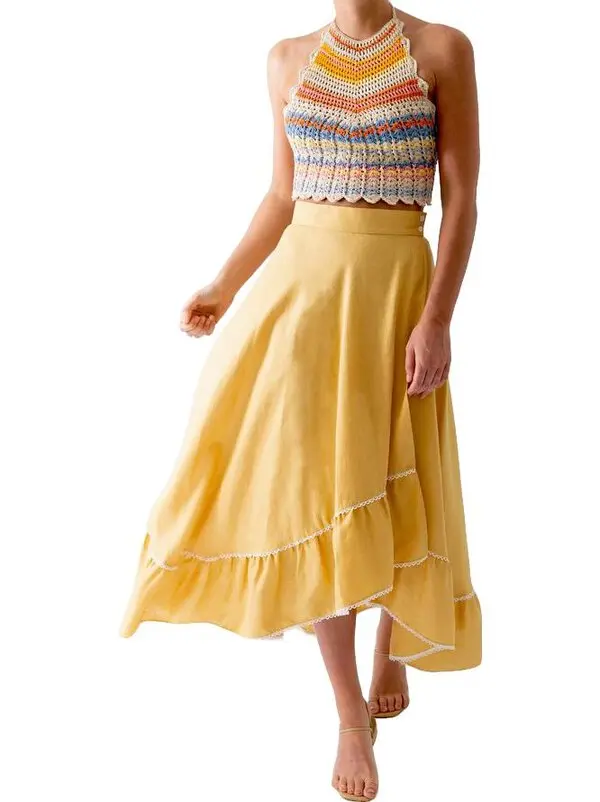 Miguelina Marika Linen Skirt - Yellow