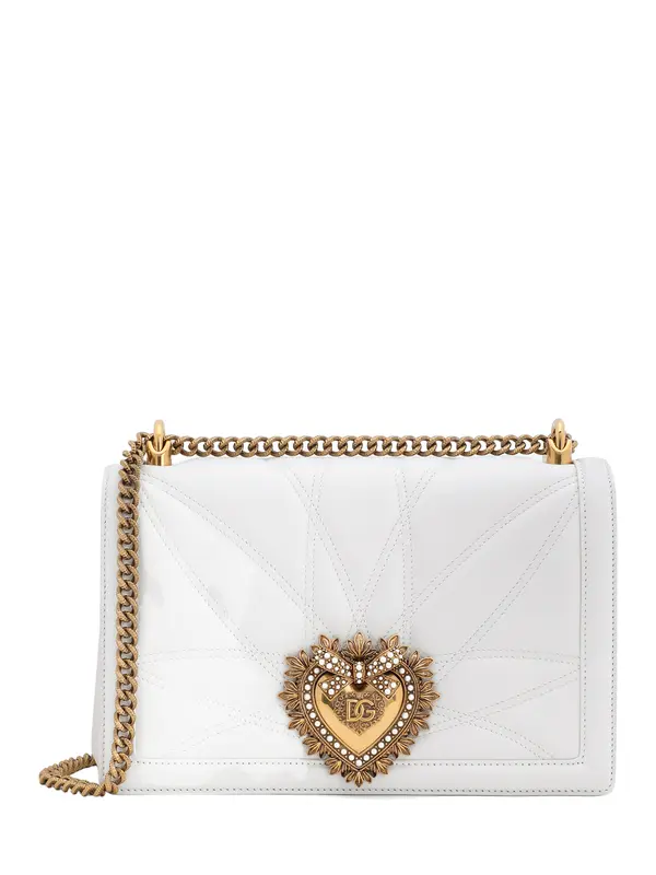Dolce & Gabbana Large Devotion Bag In Quilted Nappa Leather - White