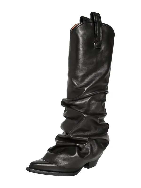 R13 Mid Calf Cowboy Boots - Black Leather
